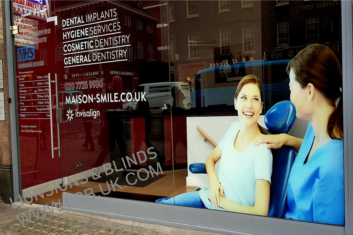 dentist office window signs | Lion Signs & Blinds
