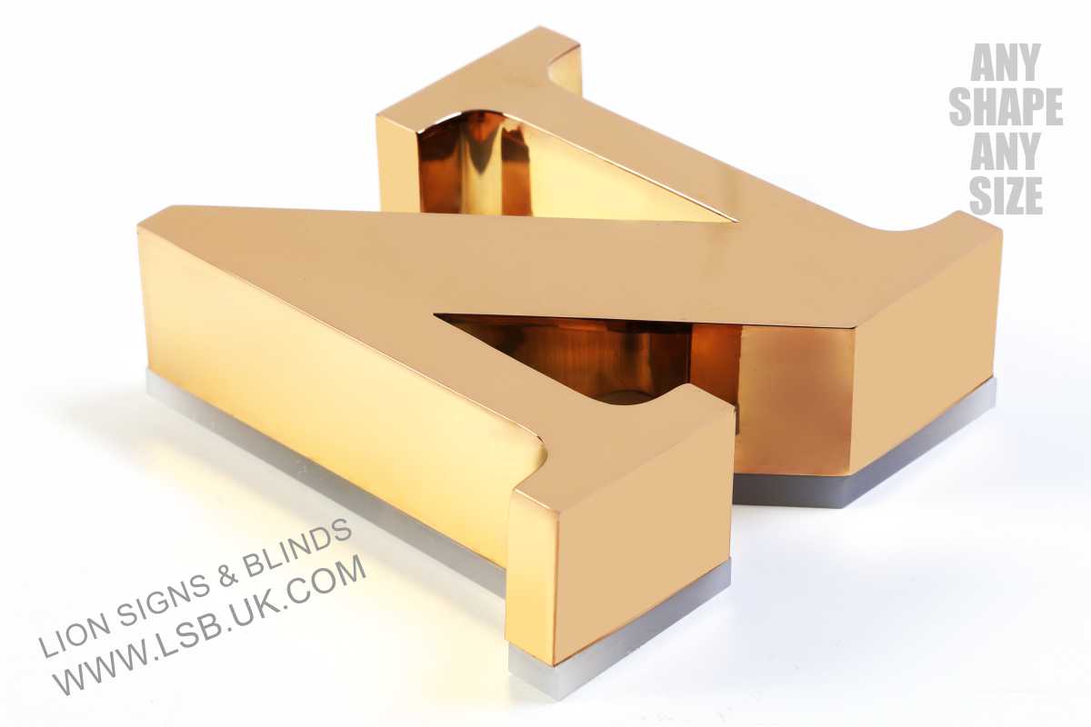 gold polished mirror illuminated 3d letters | Lion Signs & Blinds