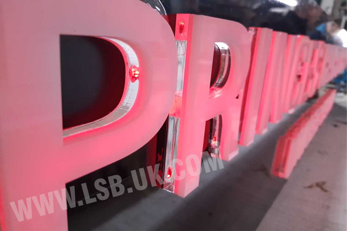 illuminated laser cut clear push through letters sign | Lion Signs & Blinds