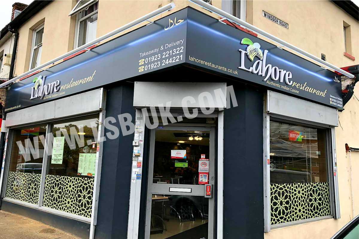 sign tray corner background with 3d letters restaurant office dental ...